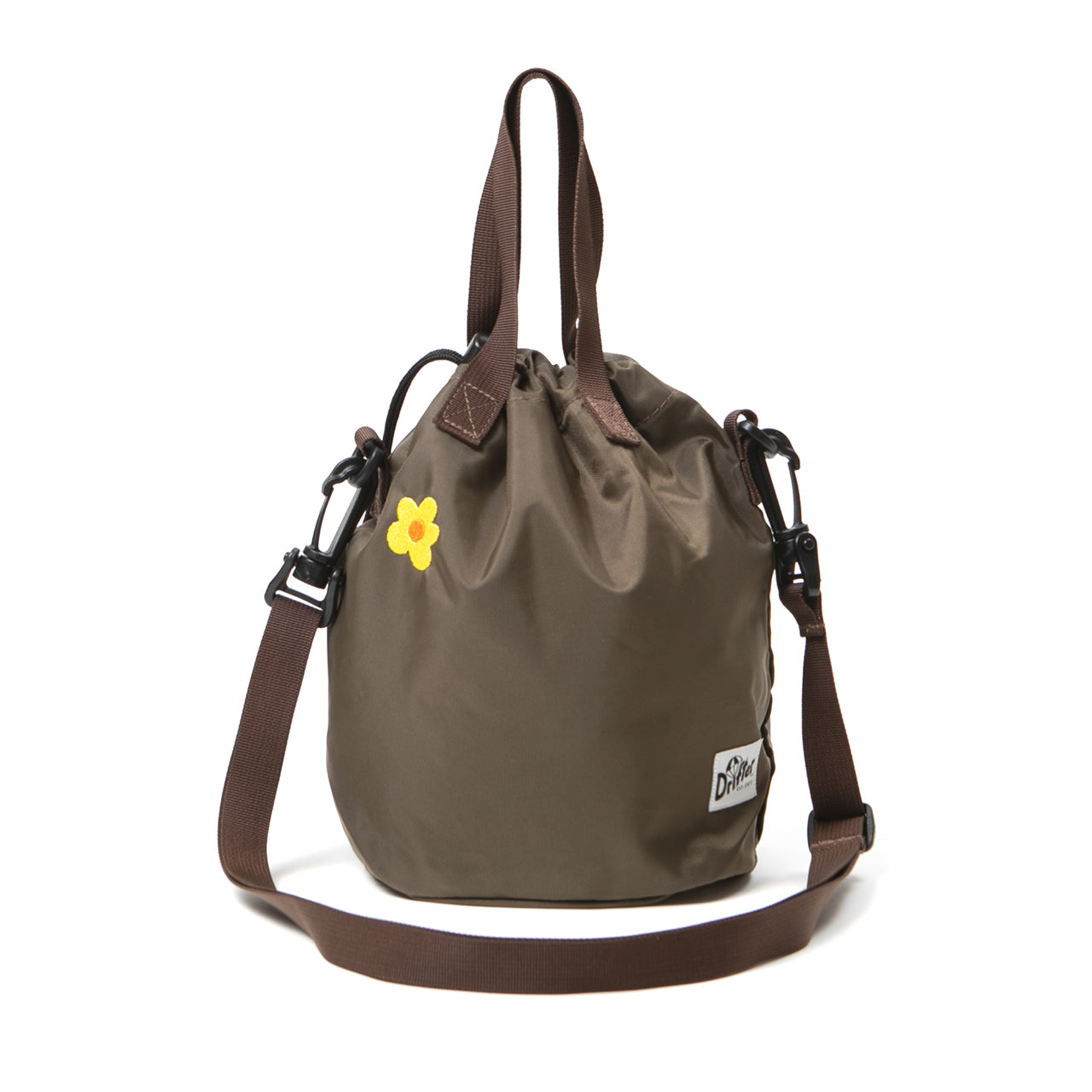 SAMPLE-DRAWSTRING COFFE x BROWN (FLOWER) / サンプル-ドローストリングポーチ ブラウン（フラワー） | Drifter / ドリフター